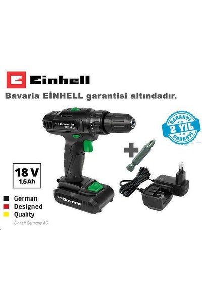 Einhell Bavaria BCD 18 LI 18V 1.5 Ah Li-ion Tek Akülü Vidalama Einhell Bavaria BCD 18 LI 18V 1.5 Ah Li-ion Tek Akülü Vidalama