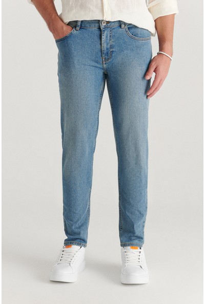 Avva Erkek Açık Mavi Comfort Slim Fit Jean Pantolon E003520