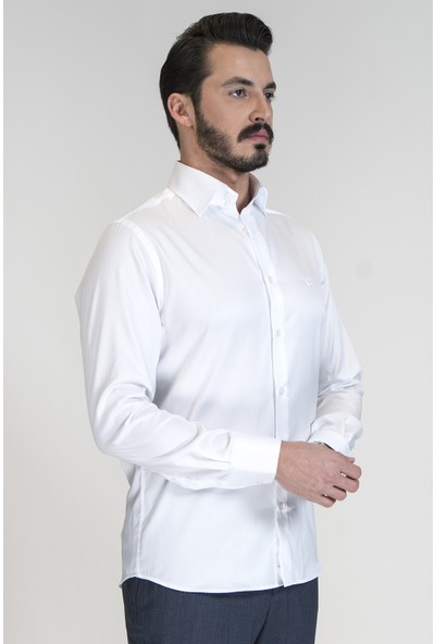 Louis V Gerstner Pamuklu Beyaz Düğmeli Yaka Gömlek