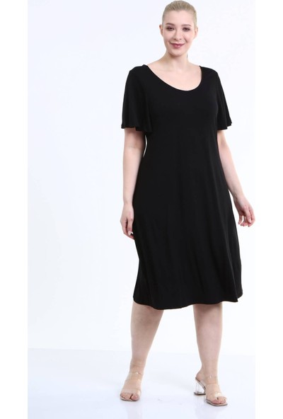 Myline Penye Sırt Çapraz Pullu Şerit Elbise