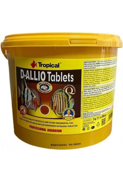 Tropical D-Allio Tablet Sarımsaklı Tablet Balık Yemi 250 Adet Tropical D-Allio Tablet Sarımsaklı Tablet Balık Yemi 250 Adet