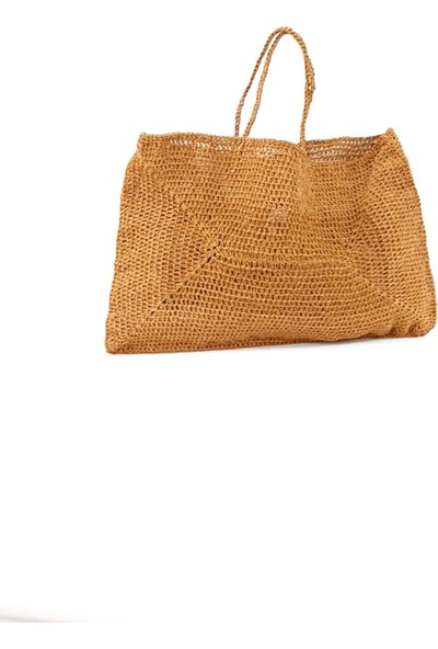 Karma Boutik Kadın Hasır Tütün Büyük Plaj ve Omuz Çantası