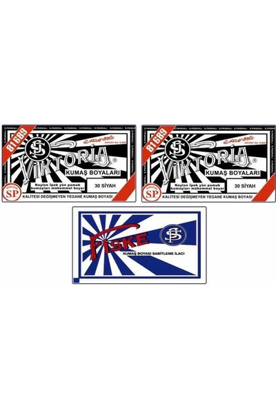 Viktoria 30 Kumaş Boyası Siyah 2'li + Fiske Sabitleyici