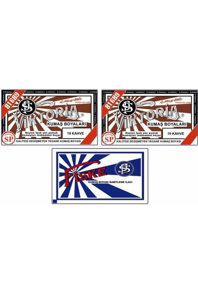 Viktoria 19 Kumaş Boyası Kahve 2'li + Fiske Sabitleyici