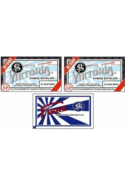 Viktoria 23 Kumaş Boyası Açık Mavi 2'li + Fiske Sabitleyici