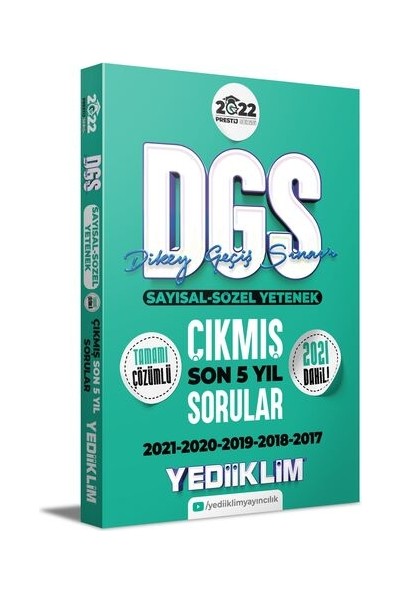 Yediiklim Yayınları 2022 Prestij Serisi DGS Tamamı Çözümlü Son 5 Yıl Çıkmış Sorular
