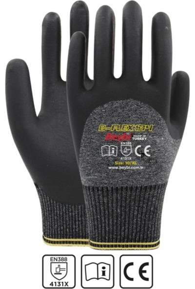 Beybi B-FLEX134 Likralı Nitril Iş Eldiveni 12 Çift 10 Beden