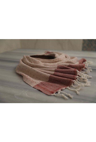 Mco Tekstil Kırmızı Desenli Peştamal Takımı 2'li Set