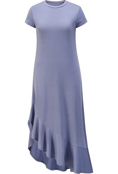 Gogoo Fırfırlı Yırtmaçlı Kadın Elbise (Yurt Dışından)