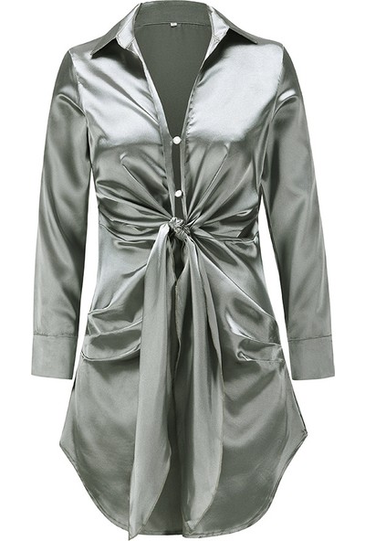 Gogoo V Yaka Gömlek Elbise (Yurt Dışından)