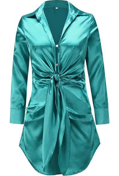 Gogoo V Yaka Gömlek Elbise (Yurt Dışından)