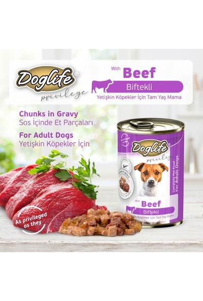 Doglife Biftekli Yetişkin Köpek Konserve Maması 400 Gram 12LI