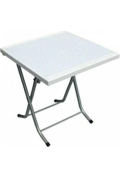Güvenç Katlanabilir Plastik Masa Metal Ayaklı 60X60 cm Beyaz