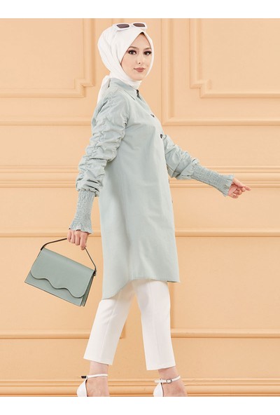 Düğmeli Tunik - Mint - Tofisa