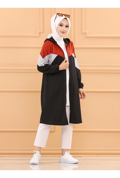 Fermuarlı Spor Tunik - Kiremit - Tofisa