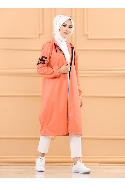 Kapüşonlu Spor Trençkot - Turuncu - Tofisa Kapüşonlu Spor Trençkot - Turuncu - Tofisa