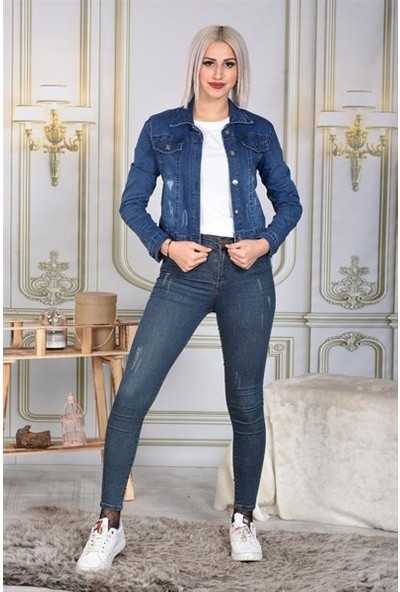 İzar Life 5035 Izar Bayan Kısa Kot Ceket İzar Life 5035 Izar Bayan Kısa Kot Ceket