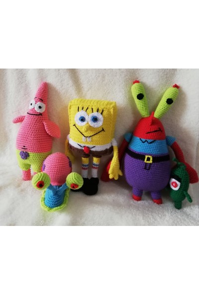 Oyuncak Park Sünger Bob Karakterler Takımı Amigurumi Organik Oyuncak Oyuncak Park Sünger Bob Karakterler Takımı Amigurumi Organik Oyuncak