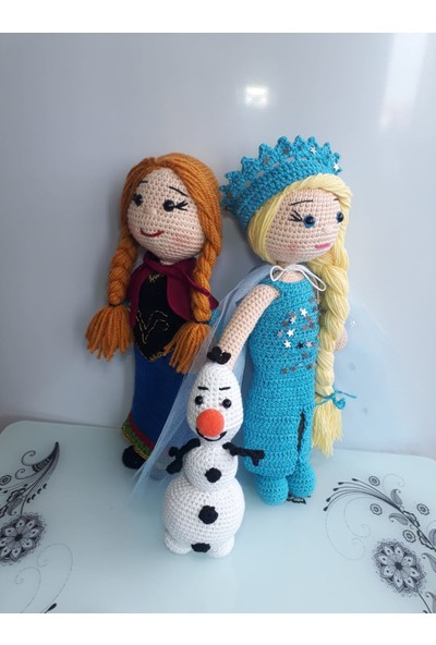 Oyuncak Park Karlar Ülkesi Anna Elsa Olaf Takımı Amigurumi Organik Oyuncak