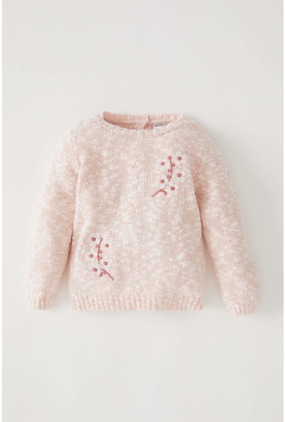 Defacto Kız Bebek Çiçek Nakışlı Triko Kazak U7318A221AU Defacto Kız Bebek Çiçek Nakışlı Triko Kazak U7318A221AU