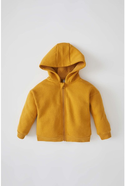 DeFacto Erkek Bebek İçi Yumuşak Tüylü Kapüşonlu Hırka V1532A221AU