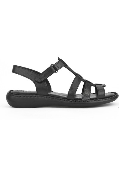 Ziya Kadın Deri Sandalet 111354 217 Siyah