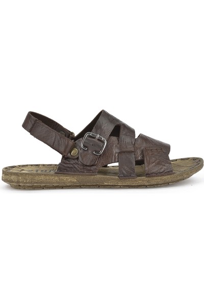Ziya Erkek Deri Sandalet 111122 7014 Kahve