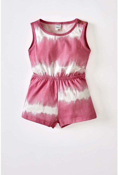 Defacto Kız Bebek Batik Desenli Kolsuz Kısa Tulum V8536A221HS