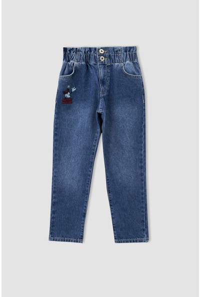 DeFacto Kız Çocuk Mickey Mouse Lisanslı Relax Fit Paperbag Jean Pantolon V1645A621Au DeFacto Kız Çocuk Mickey Mouse Lisanslı Relax Fit Paperbag Jean Pantolon V1645A621Au