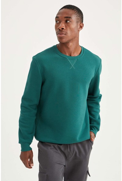DeFacto Regular Fit Bisiklet Yaka Basic Pamuklu Sweatshirt T3777AZ21WN