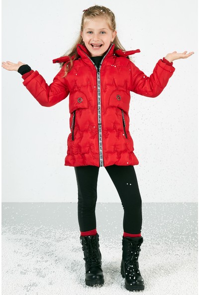 Lela Suni Kürklü Çıkarılabilir Kapüşon Uzun Şişme Mont Kız Çocuk MONT 5765010K