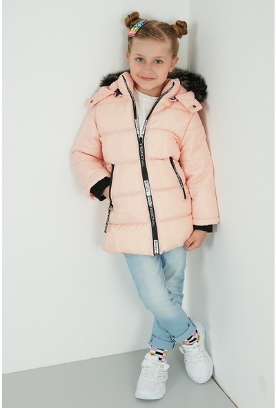 Lela Yakası Suni Kürklü Kapüşonlu Şişme Mont Kız Çocuk MONT 5765020K
