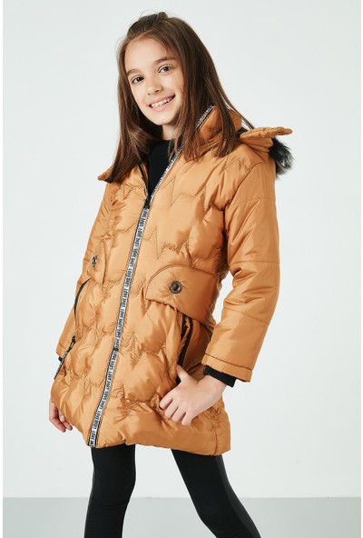 Lela Suni Kürklü Çıkarılabilir Kapüşon Uzun Şişme Mont Kız Çocuk MONT 5765010K
