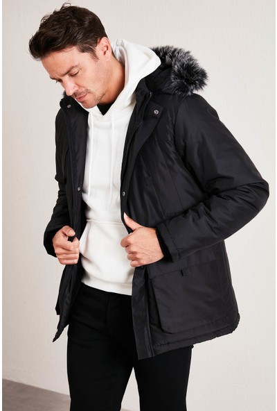 Buratti Slim Fit Kapüşonlu Cepli Mont Erkek MONT 5761100