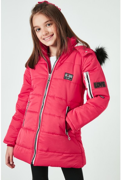 Lela Yakası Suni Kürklü Kapüşonlu Cepli Mont Kız Çocuk MONT 6035054