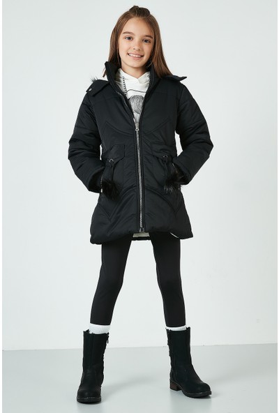 Lela Yakası Suni Kürklü Kapüşonlu Cepli Mont Kız Çocuk MONT 6035034