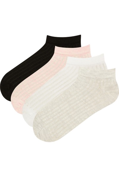 Penti Çok Renkli Kız Çocuk Plaid 4lü Patik Çorap