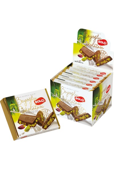 Bolçi Beyoğlu Çikolatası Sütlü Antep Fıstıklı Tablet 90 gr Bolçi Beyoğlu Çikolatası Sütlü Antep Fıstıklı Tablet 90 gr