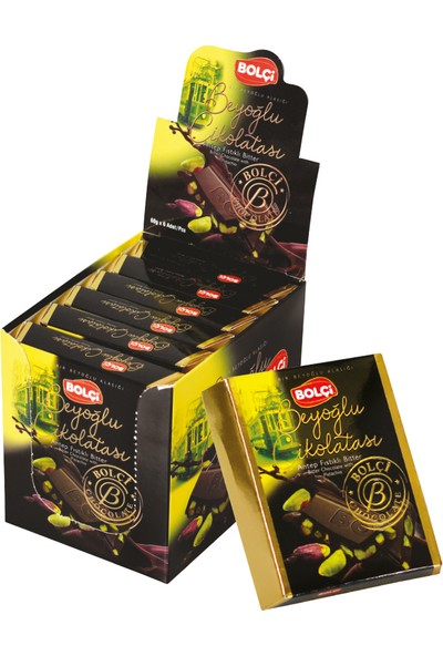 Bolçi Beyoğlu Çikolatası Bitter Antep Fıstıklı Tablet 60 gr Bolçi Beyoğlu Çikolatası Bitter Antep Fıstıklı Tablet 60 gr
