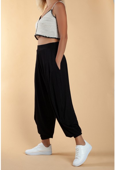 Kadın Viskon Likralı Salaş Kesim Siyah Pantolon Kadın Viskon Likralı Salaş Kesim Siyah Pantolon