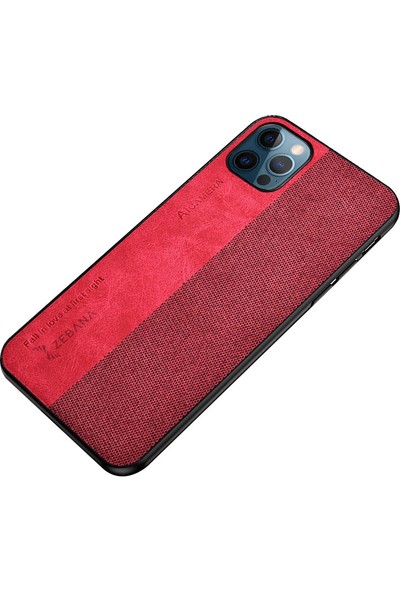 Zebana Apple iPhone 12 Pro Kılıf Zebana Kombin Silikon Kılıf Kırmızı