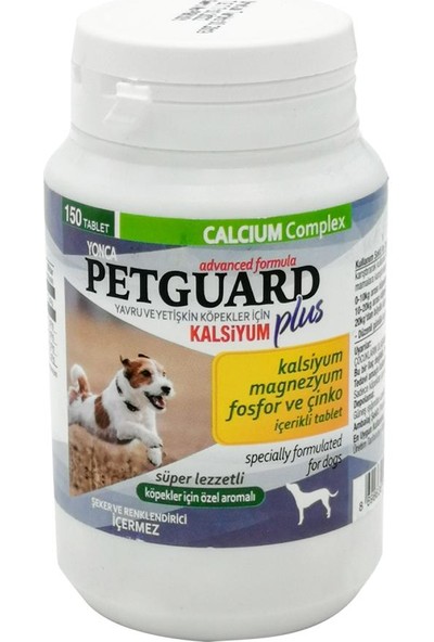 Petguard Köpek Kalsiyum Plus 150 Tablet Yavru ve Yetişkin Petguard Petguard Köpek Kalsiyum Plus 150 Tablet Yavru ve Yetişkin Petguard