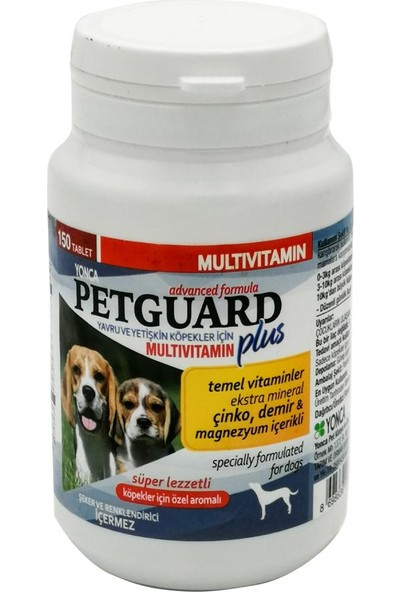 Petguard Köpek Multivitamin Plus 150 Tablet Yavru ve Yetişkin Petguard Petguard Köpek Multivitamin Plus 150 Tablet Yavru ve Yetişkin Petguard