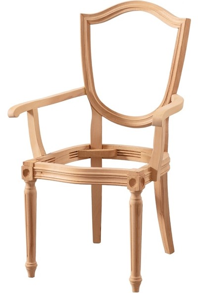 Naze Mobilya Kupa Tornalı Kollu Sandalye Ham Ahşap