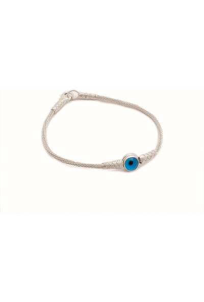 Kazzaze Nazar Boncuklu Gümüş Kazaziye 20 cm Bileklik