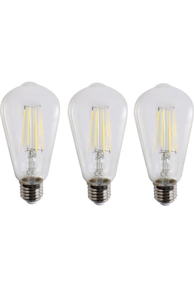 Maxima ST64 6,5W 6500K Şeffaf Cam 3'lü Paket Maxima ST64 6,5W 6500K Şeffaf Cam 3'lü Paket