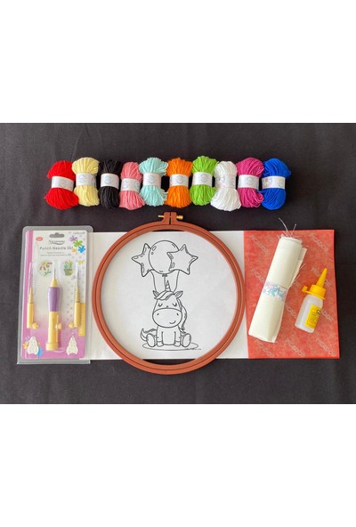 Etamincimom Balonlu Unicorn Desenli Panç (Punch) Nakış Seti Etamincimom Balonlu Unicorn Desenli Panç (Punch) Nakış Seti