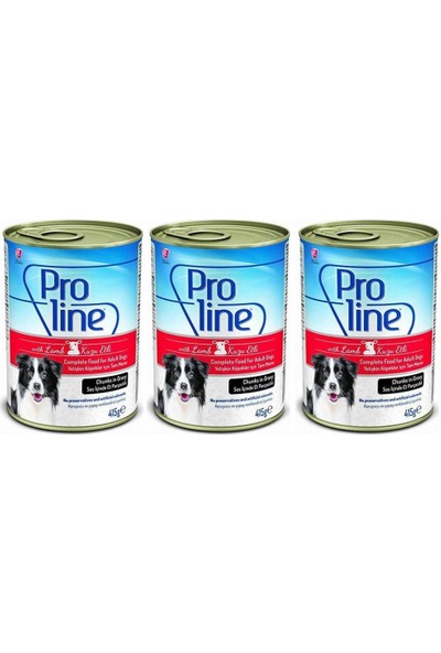 Pro Line Kuzulu Et Parçacıklı Köpek Konservesi 415 gr 3 Adet