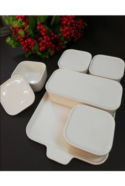 Acar Beyaz 6'lı Porselen Kapaklı Kahvaltılık SCT10875