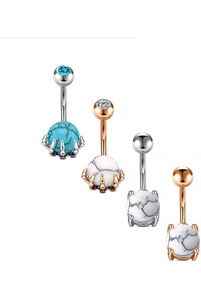 Chavin Doğal Taşlı Cerrahi Çelik Göbek Piercing 4'lü Chavin Doğal Taşlı Cerrahi Çelik Göbek Piercing 4'lü